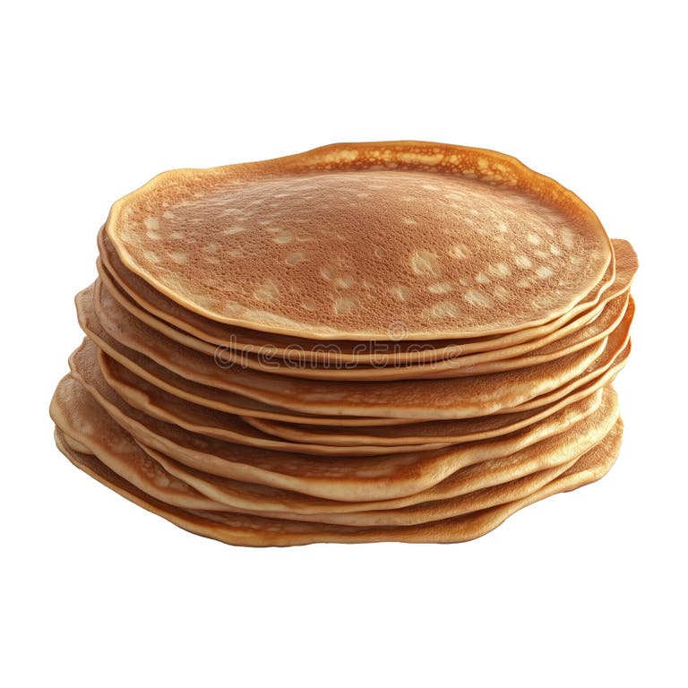 Fluffy Stack of Golden Brown Pancakes, Isolated on White Transparent ...