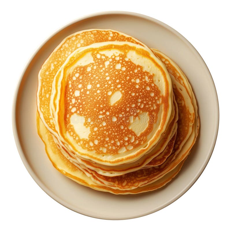 Fluffy Stack of Golden Pancakes Served on a Beige Ceramic Plate ...