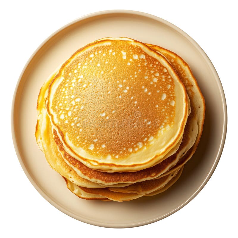 Fluffy Stack of Golden Pancakes Served on a Beige Ceramic Plate ...