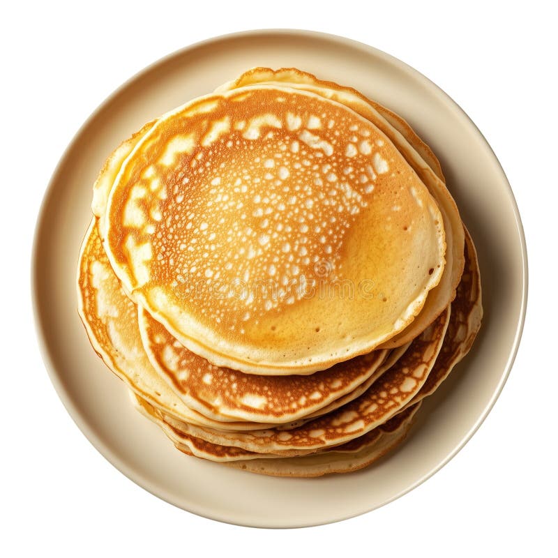 Fluffy Stack of Golden Pancakes Served on a Beige Ceramic Plate ...