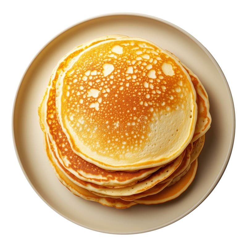 Fluffy Stack of Golden Pancakes Served on a Beige Ceramic Plate ...