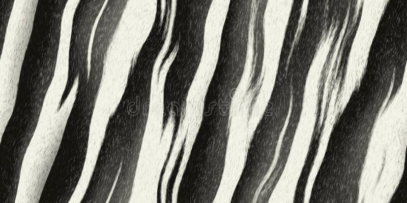 Fluffy Stripe Monochrome Pattern. Seamless Zebra Fur Textures Stock ...