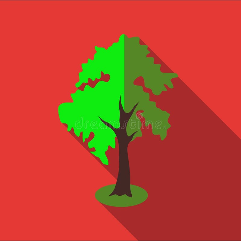 Fluffy Tall Tree Icon, Flat Style Stock Vector - Illustration of leaf ...