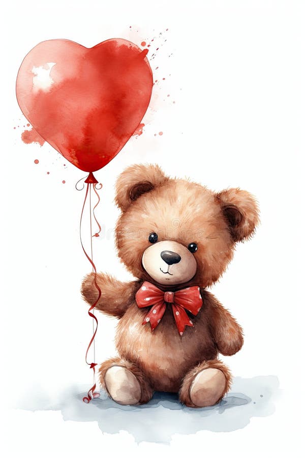 A Fluffy Teddy Bear with a Heart Stock Illustration - Illustration of ...