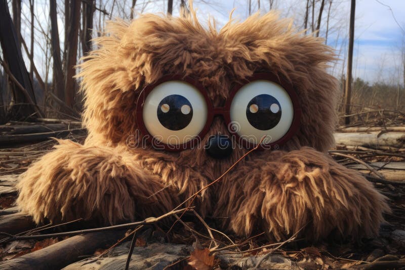 A Fluffy Teddy Bear with Oversized Googly Eyes Stock Image - Image of ...