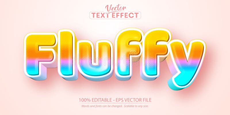 Fluffy Text, Cartoon Style Editable Text Effect Stock Vector ...