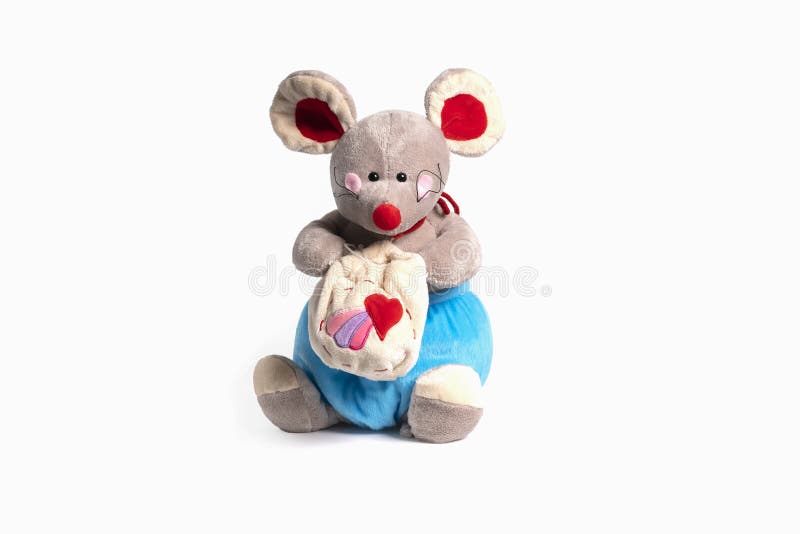 Fluffy Toy Mouse Isolated on White Background Stock Photo - Image of ...
