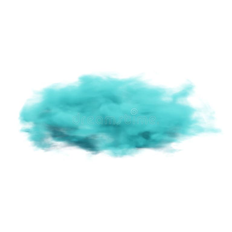 Fluffy Turquoise Cloud. 3D Render. Isolated on White Background. Stock ...