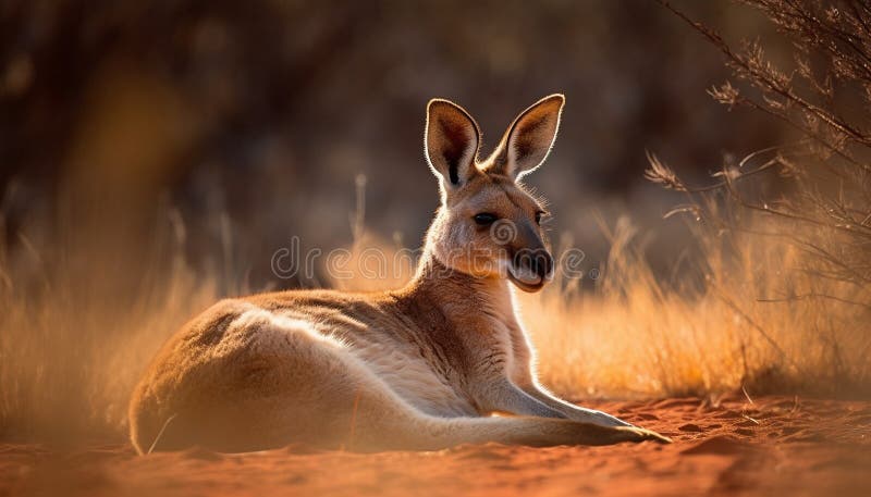 Fluffy Wallaby Ear in Sunset Tranquil Meadow Generated by AI Stock ...