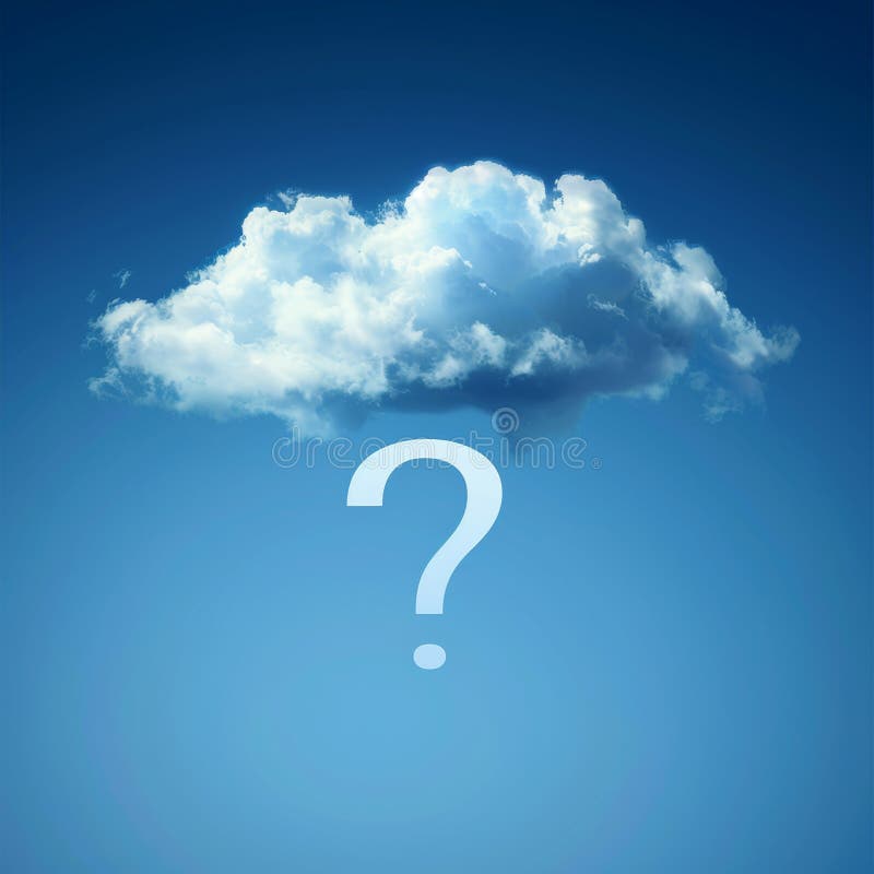 Fluffy White Cloud Forming a Question Mark Against a Vibrant Blue Sky ...
