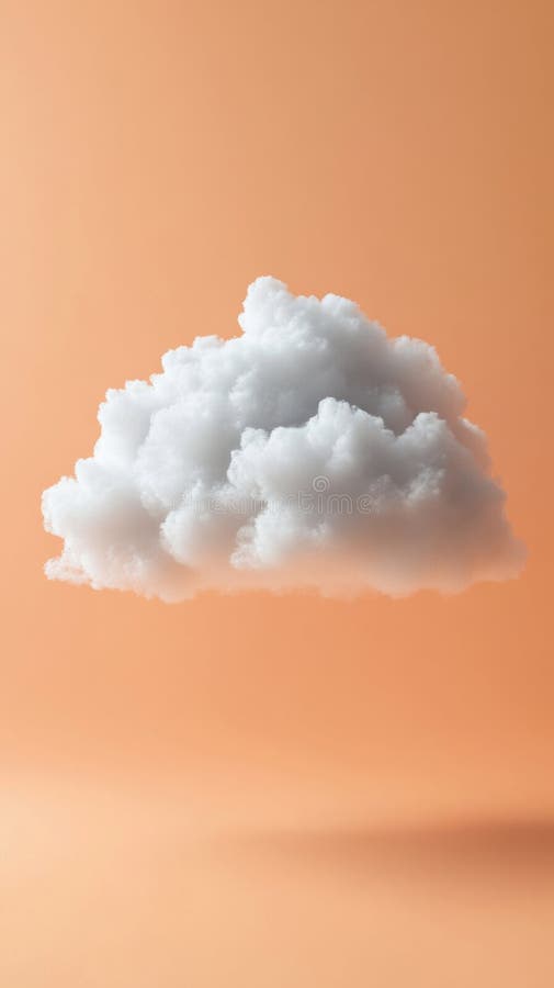 Fluffy White Cloud on Peach Background, Minimalistic Art Concept Stock ...