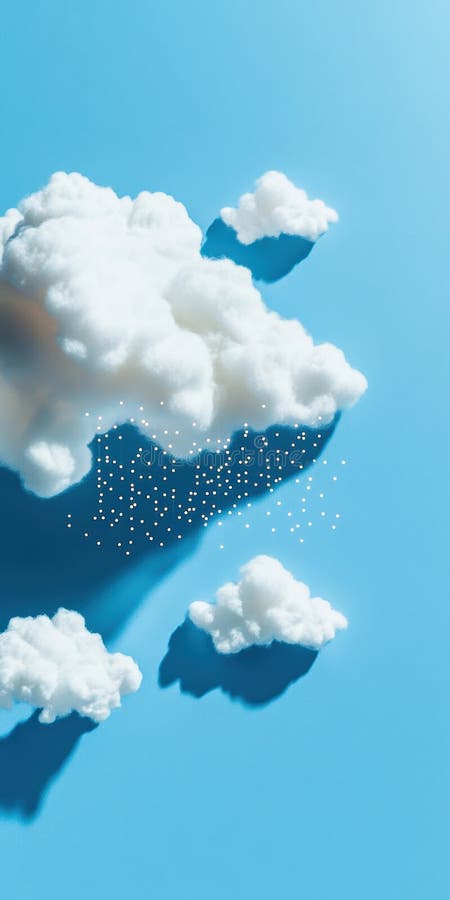 Fluffy White Clouds in Bright Blue Sky with Sunlit Water Droplets ...