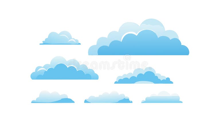 Fluffy White Clouds Vector Set, Sky Weather Elements, Vector Design Generative AI Stock Vector ...
