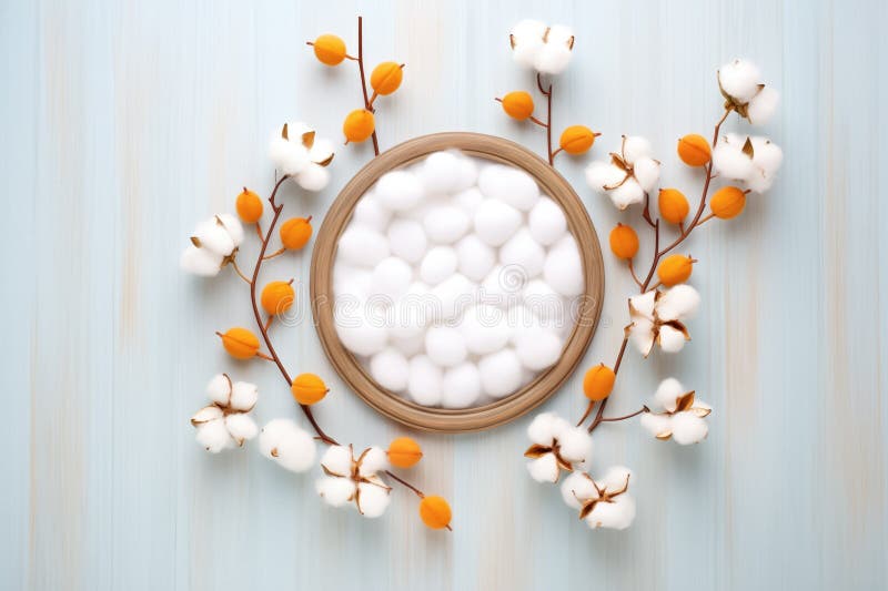 Fluffy White Cotton Ball Arrangement Stock Illustration - Illustration ...