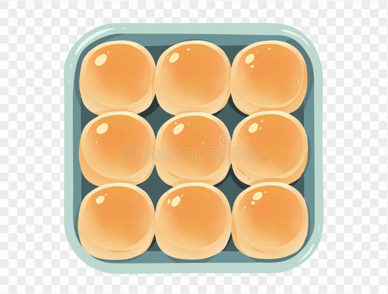 Fluffy White Dinner Rolls Arranged on Tray with Transparent Background ...
