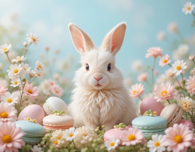 Fluffy white easter rabbit stock illustration. Illustration of wildlife ...