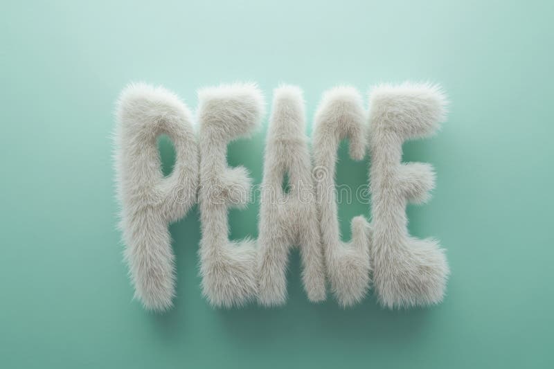 Fluffy White Letters Spelling Peace on a Pastel Green Background for ...