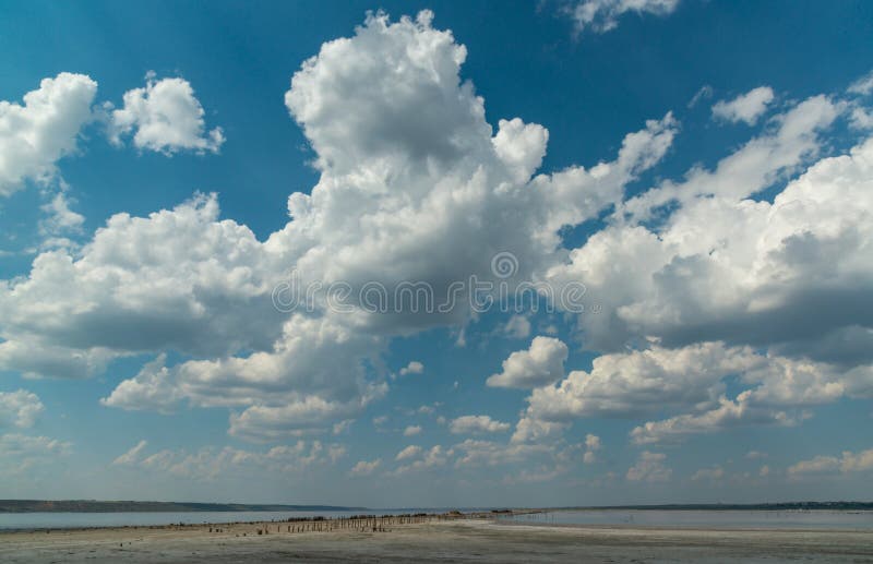 Fluffy White Rain Clouds Over the Horizon, South of Ukraine Stock Image ...