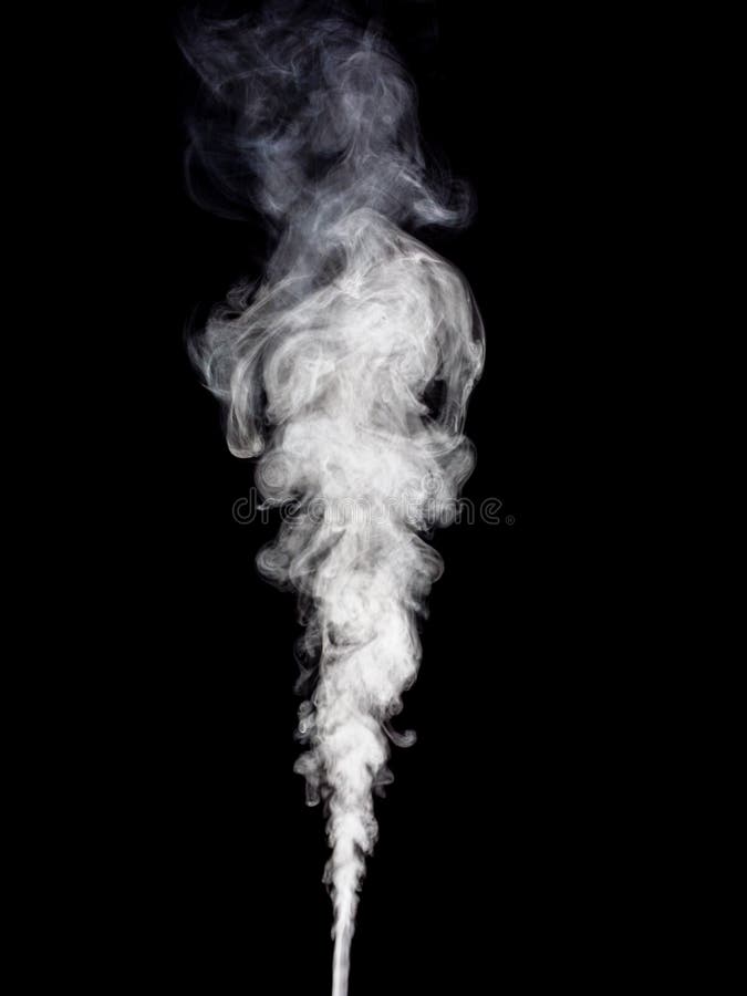 Fluffy Wisp of White Smoke Rises on Black Stock Image - Image of smooth ...
