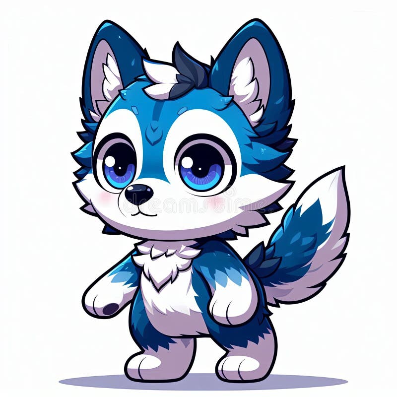 Fluffy Wolf with Sparkling Eyes Stock Illustration - Illustration of ...