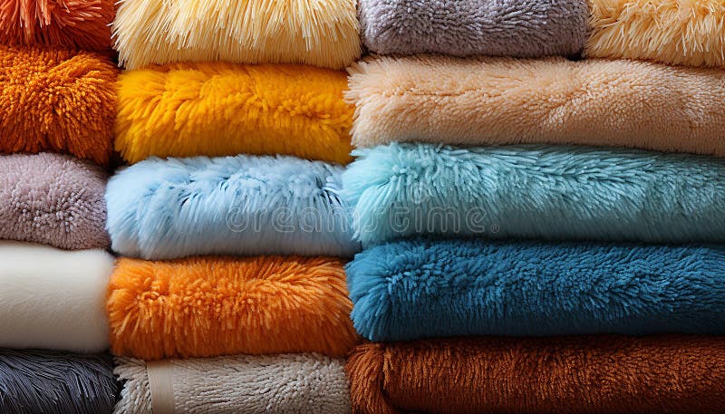 Fluffy Wool Stack, Vibrant Colors, Elegant Textile Fashion Collection ...