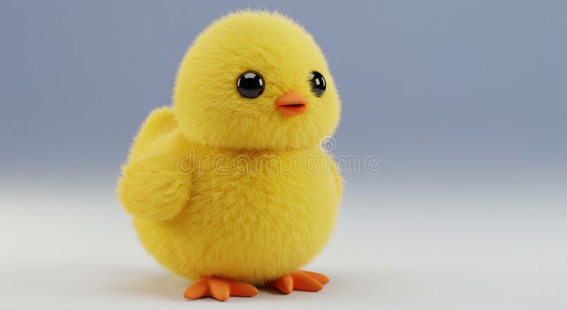 Fluffy Yellow Baby Chick 3D Render Stock Illustration - Illustration of ...