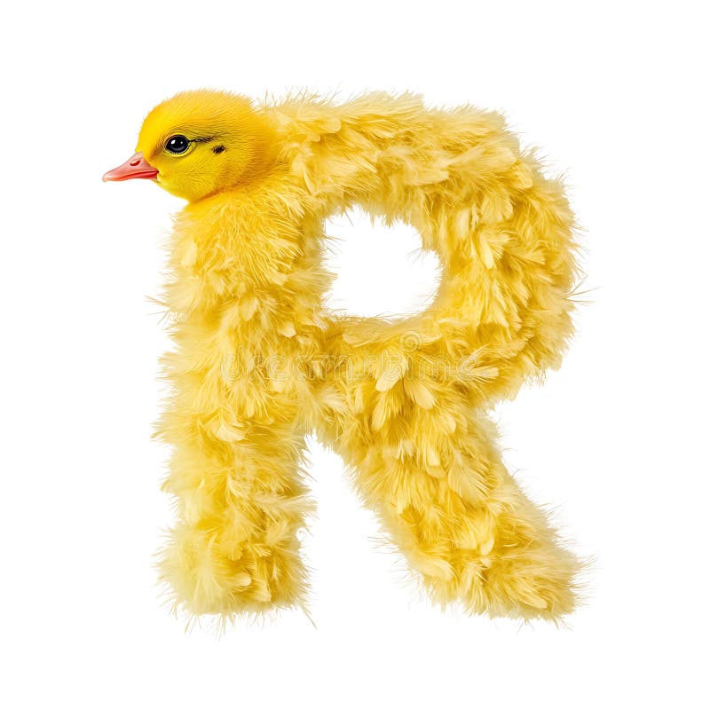 Fluffy Yellow Chick Forming Letter R on White Background Stock ...