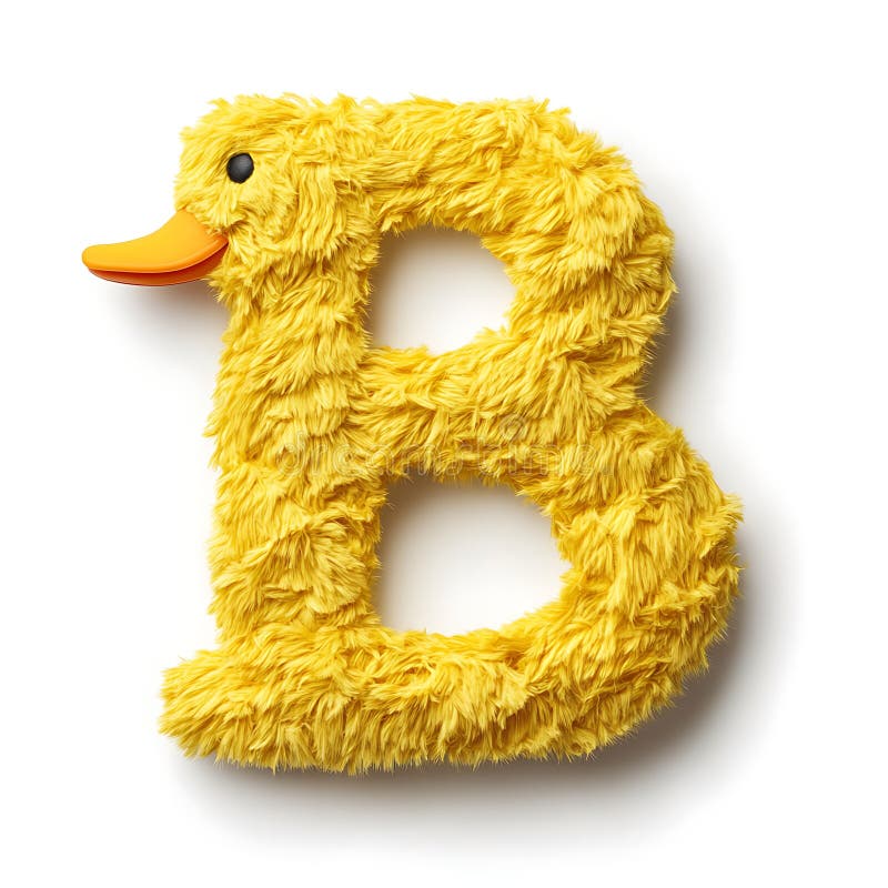Fluffy Yellow Duck Shaped Letter B on White Background Stock ...