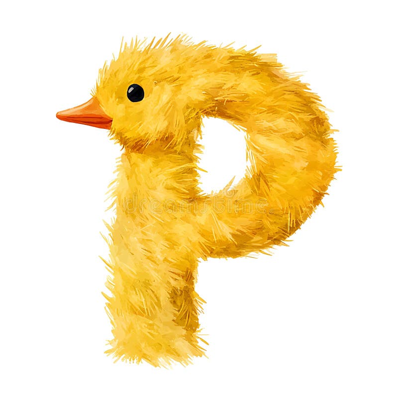 Fluffy Yellow Duckling Forming Letter P Illustration Stock Illustration ...