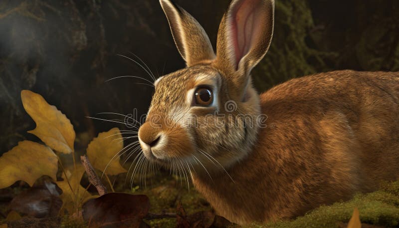 Fluffy Young Rabbit Sitting in Autumn Grass Generated by AI Stock Image ...