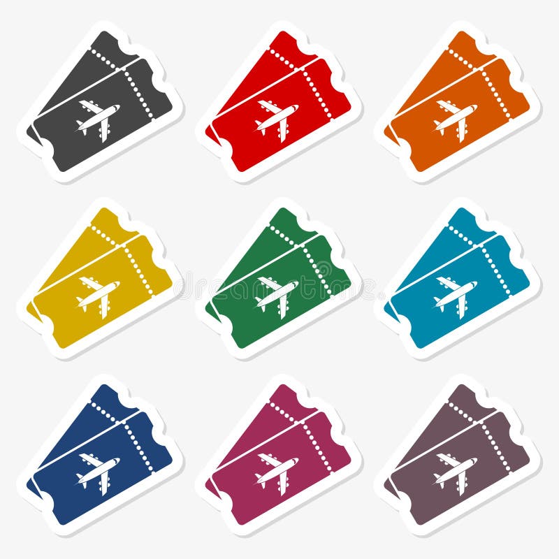 Flugticket, Kartenaufklebersatz Vektor Abbildung - Illustration von ...