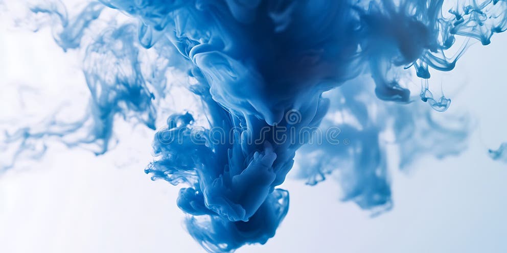 A Fluid Abstract Blue Ink Explosion Suspended in Water Stock ...