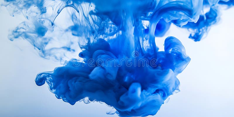 A Fluid Abstract Blue Ink Explosion Suspended in Water Stock ...