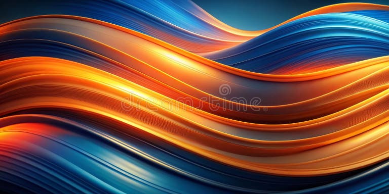 Fluid Abstract with Blue and Orange Waves, Abstract , Digital Art , 3d ...