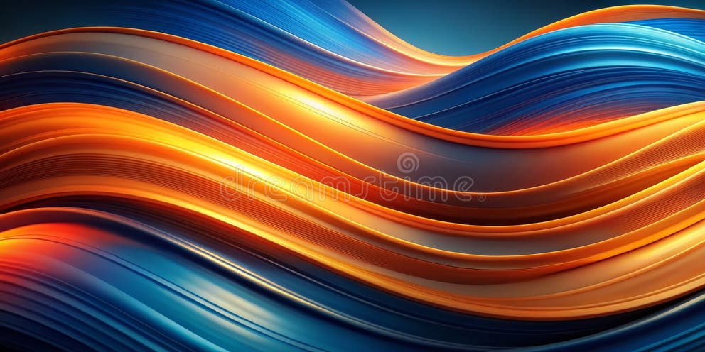 Fluid Abstract with Blue and Orange Waves, Abstract , Digital Art , 3d ...