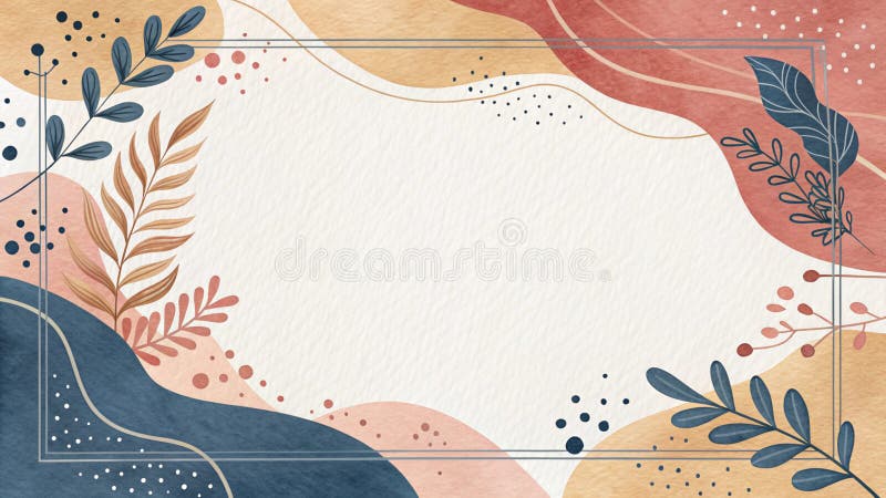 Fluid Abstract Border Design with Paper Texture and Autumn Sunset ...