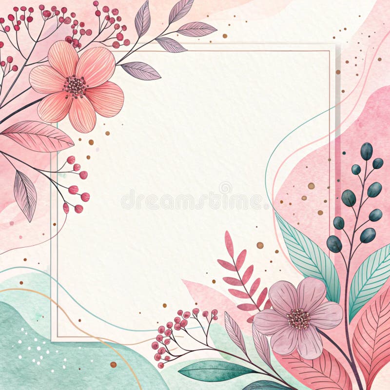 Fluid Abstract Border Design with Paper Texture and Blush Harmony ...