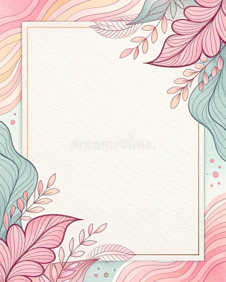 Fluid Abstract Border Design with Paper Texture and Blush Harmony ...