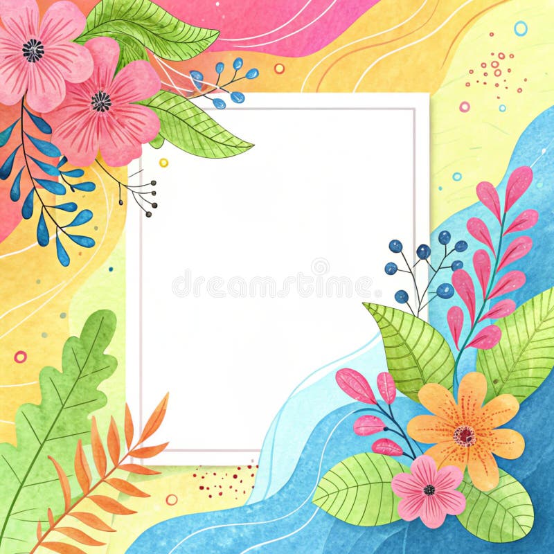 Fluid Abstract Border Design with Paper Texture and Candy Pop Palette ...