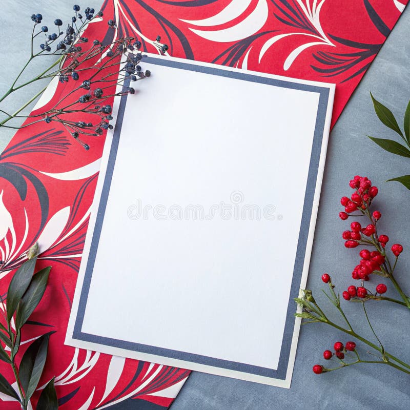 Fluid Abstract Border Design with Paper Texture and Crimson Steel ...