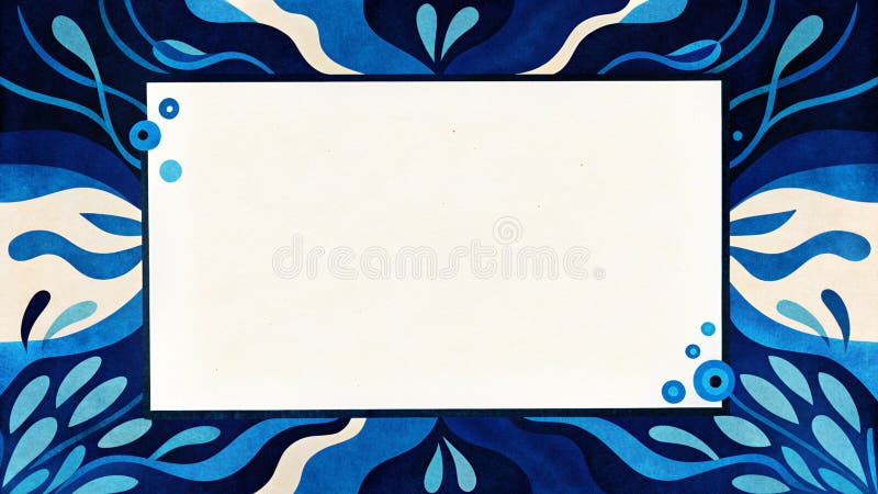 Fluid Abstract Border Design with Paper Texture and Deep Blue Sea ...