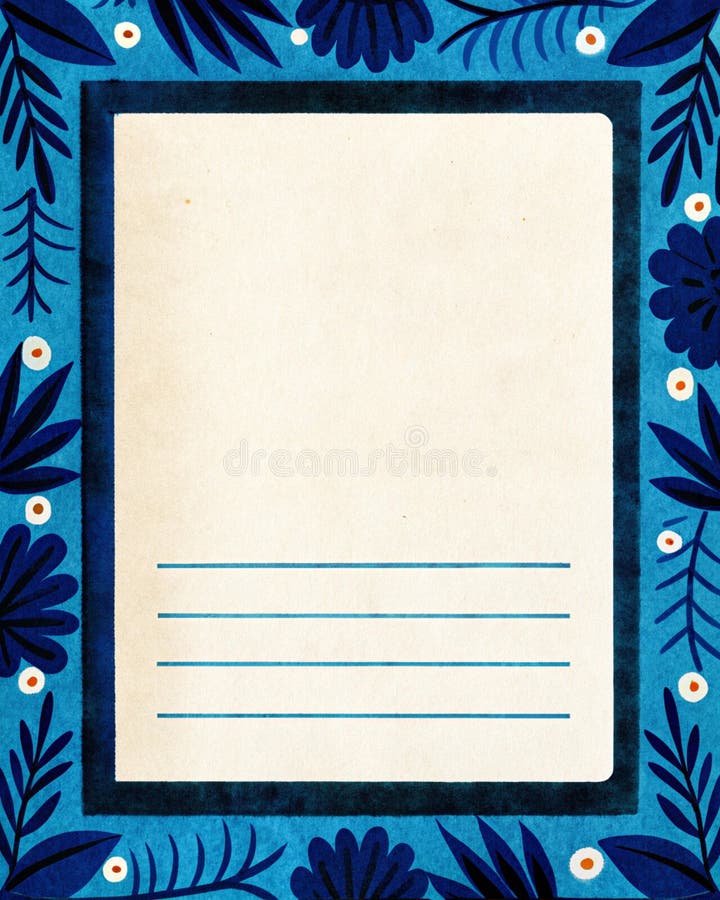 Fluid Abstract Border Design with Paper Texture and Deep Blue Sea ...
