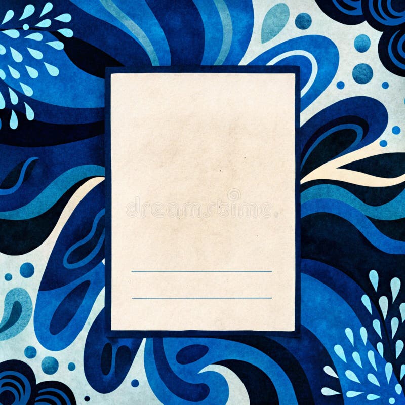 Fluid Abstract Border Design with Paper Texture and Deep Blue Sea ...