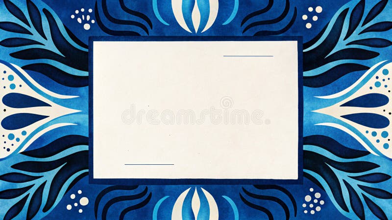 Fluid Abstract Border Design with Paper Texture and Deep Blue Sea ...