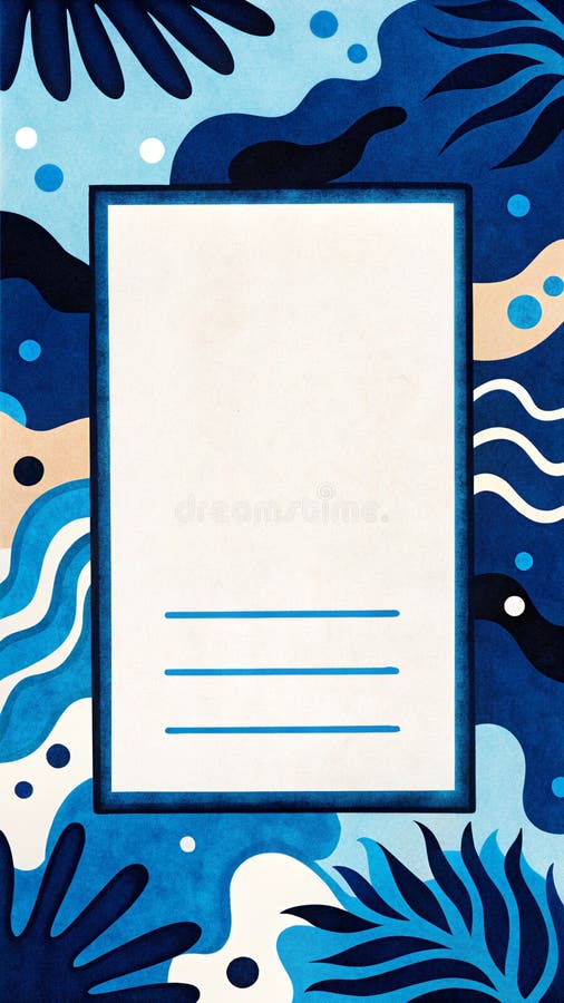 Fluid Abstract Border Design with Paper Texture and Deep Blue Sea ...