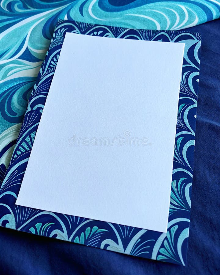 Fluid Abstract Border Design with Paper Texture and Deep Blue Sea ...