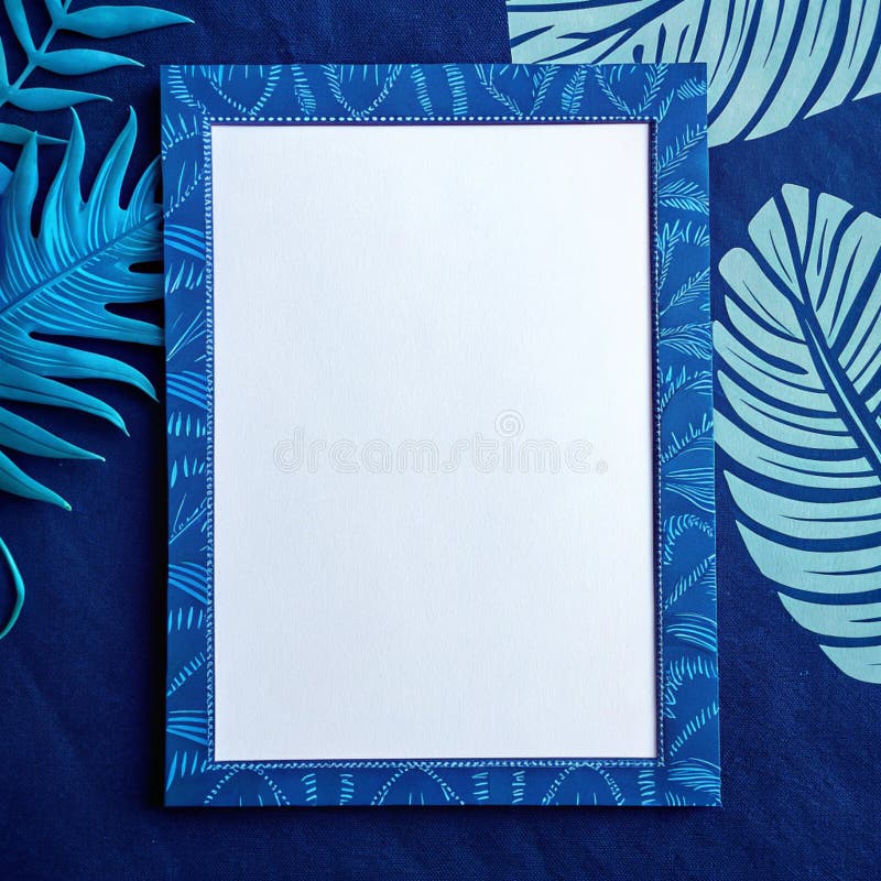 Fluid Abstract Border Design with Paper Texture and Deep Blue Sea ...