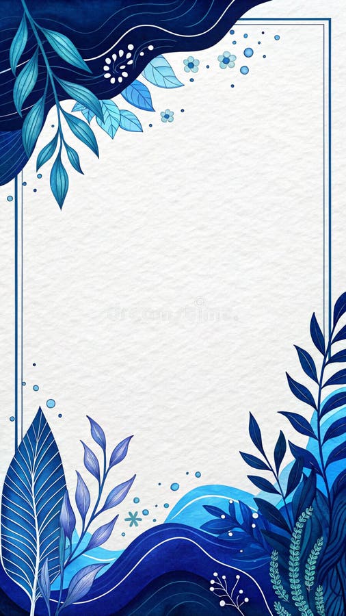Fluid Abstract Border Design with Paper Texture and Deep Blue Sea ...
