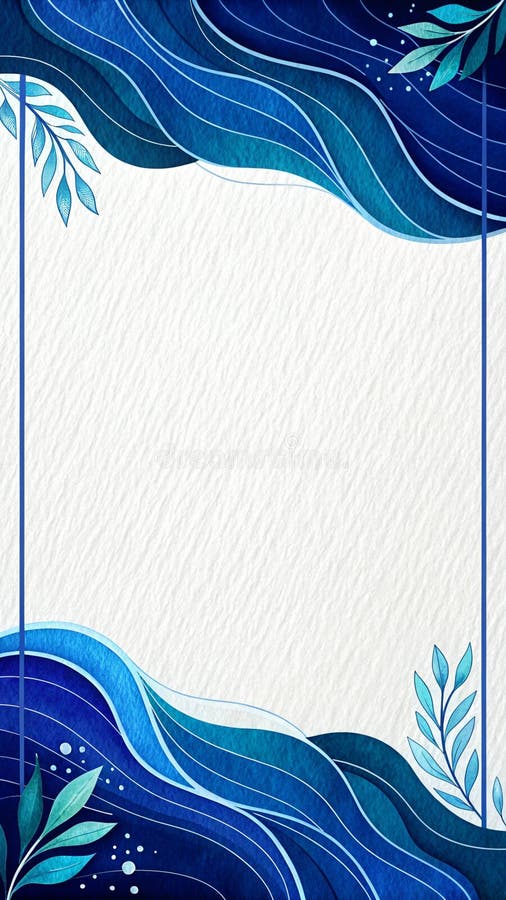 Fluid Abstract Border Design with Paper Texture and Deep Blue Sea ...