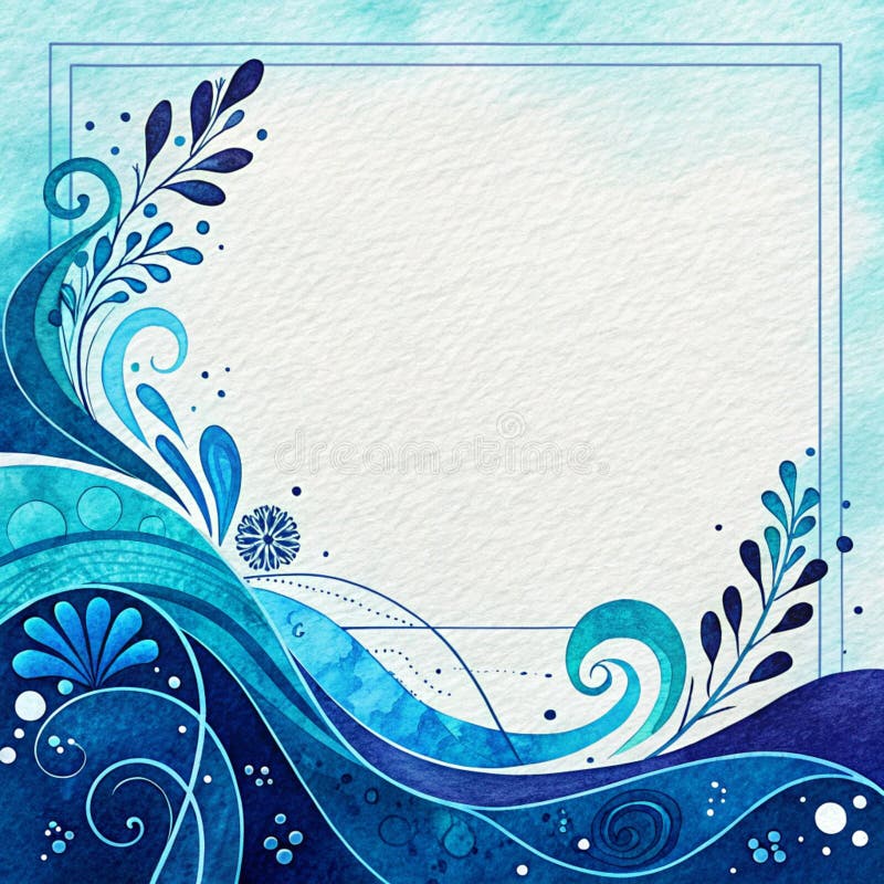 Fluid Abstract Border Design with Paper Texture and Deep Sea Gradient ...